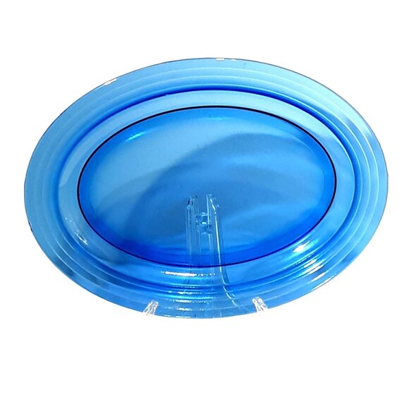 Hazel Atlas | Dining | Vintage Blue Glass Oval Serving Platter | Poshmark